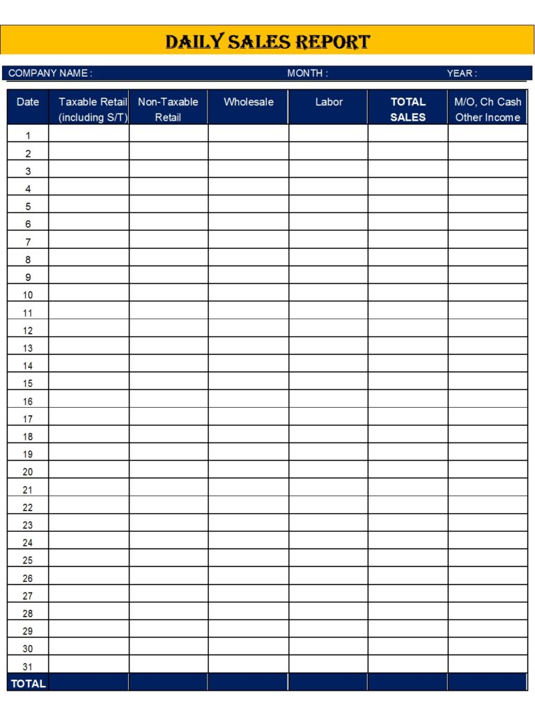 √ Free Daily Sales Register Template (Excel)