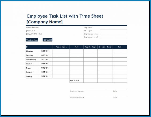 √ Free Daily Task List Template For Work