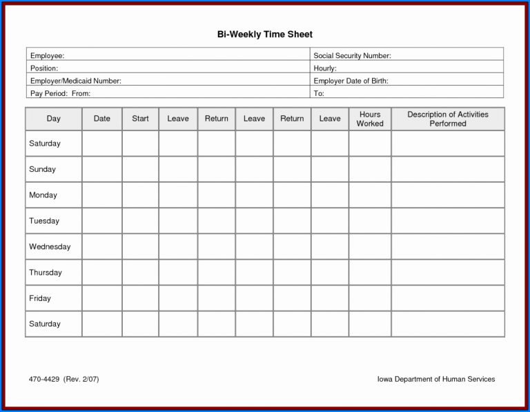 √ Free Printable Daily Timesheet Excel Template