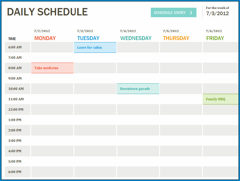  Free Printable Daily Timetable Template