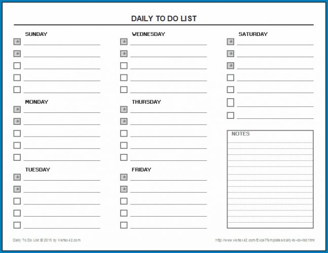 √ Free Printable Daily To Do List Template