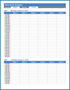 √ Free Printable Daily Work Schedule Template