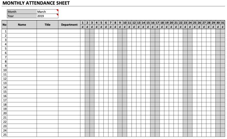 √ Employee Attendance Record Sheet Template (Excel)