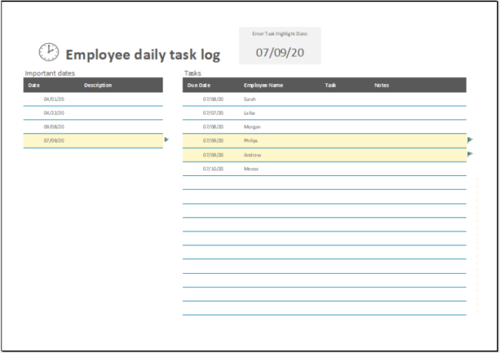 √ Free Employee Daily Task Log Template (Excel)