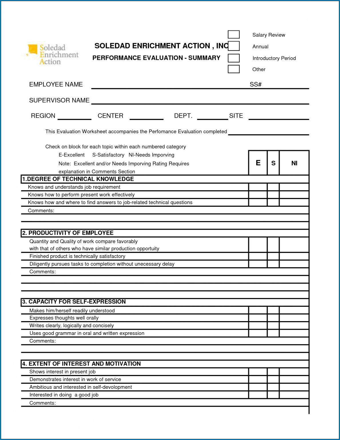  Free Printable Employee Performance Appraisal Form