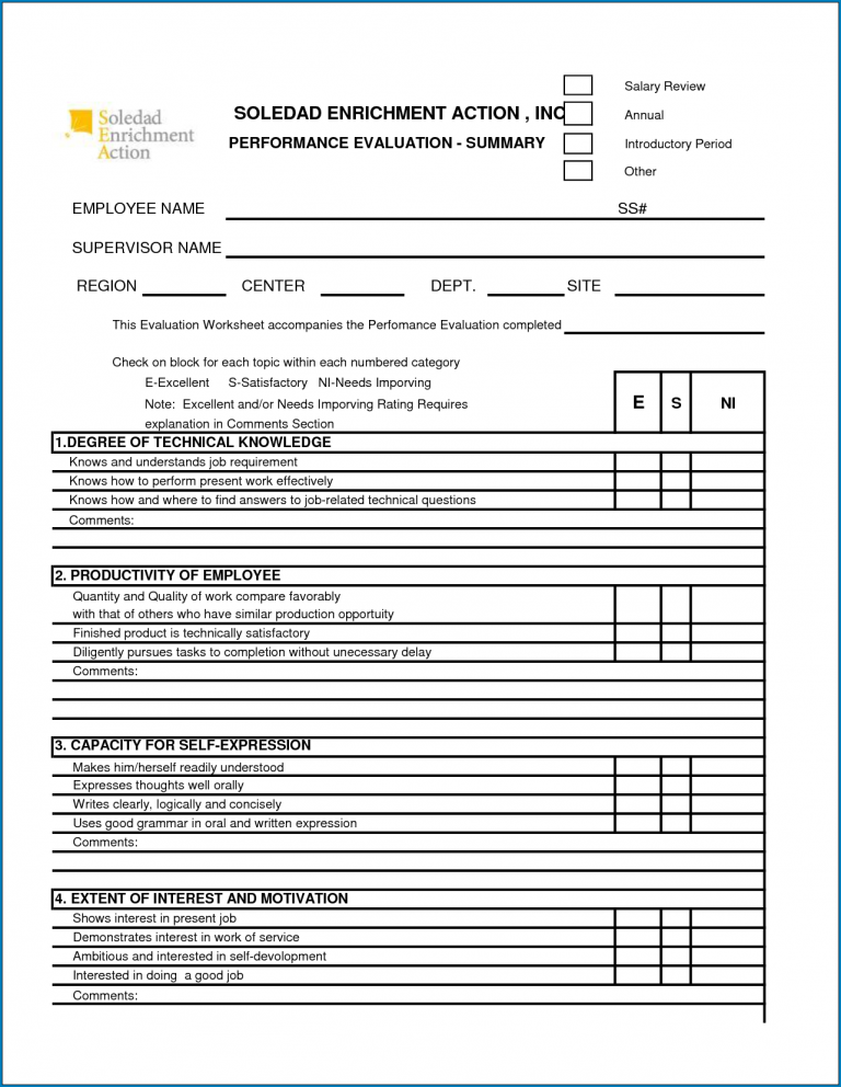 √ Free Printable Employee Performance Appraisal Form