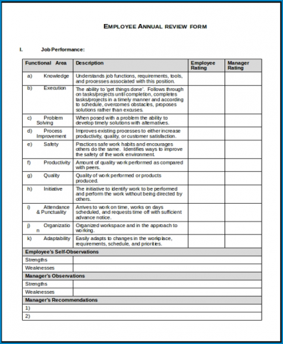 √ Free Printable Employee Review Form