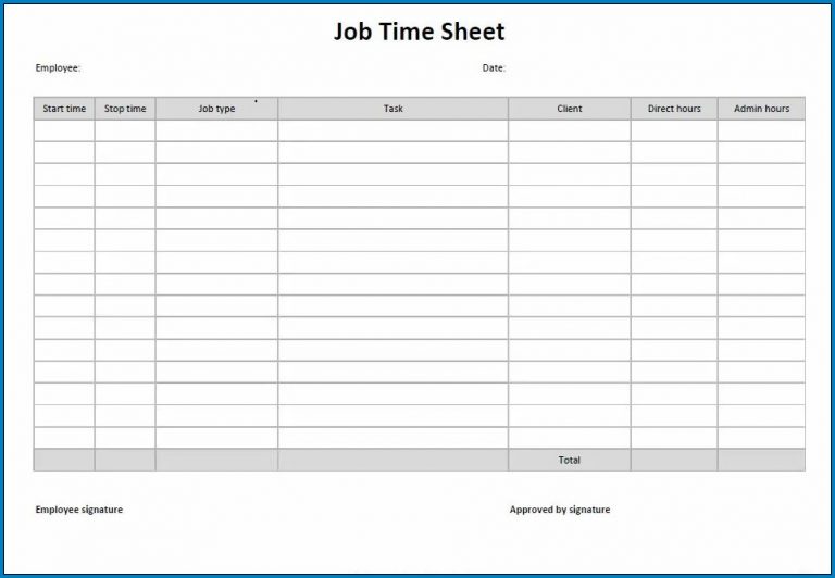 √ Free Printable Employee Time Sheet Form