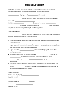 √ Printable Employee Training Agreement Template