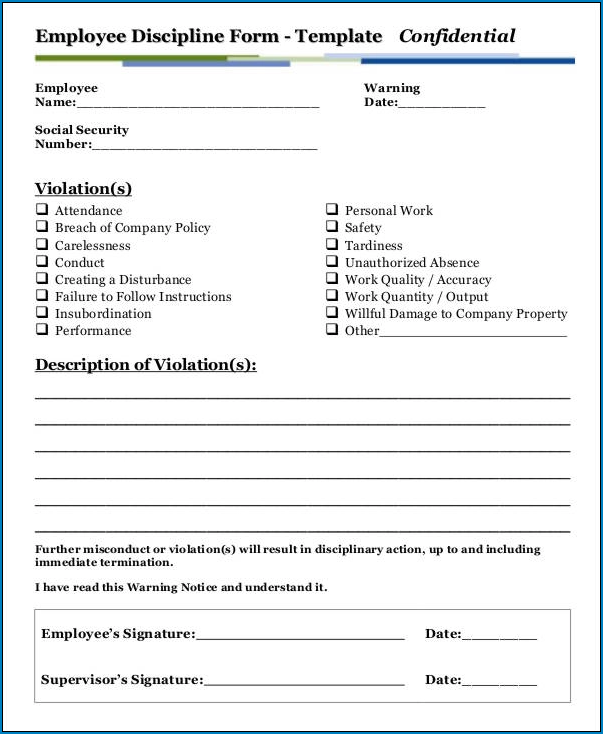  Free Printable Employee Write Up Form Templateral