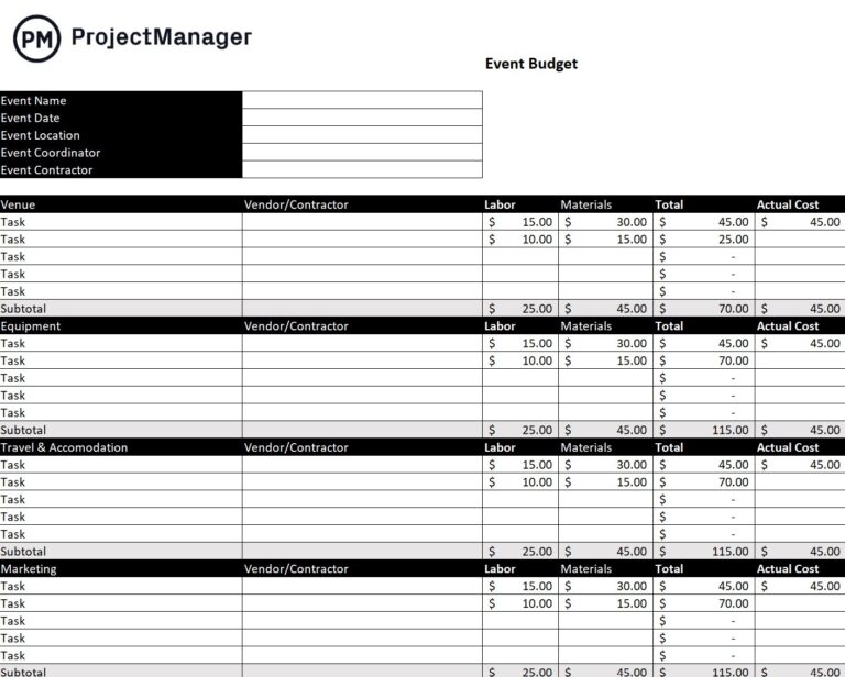 √ Free Event Money Management Template (Excel)