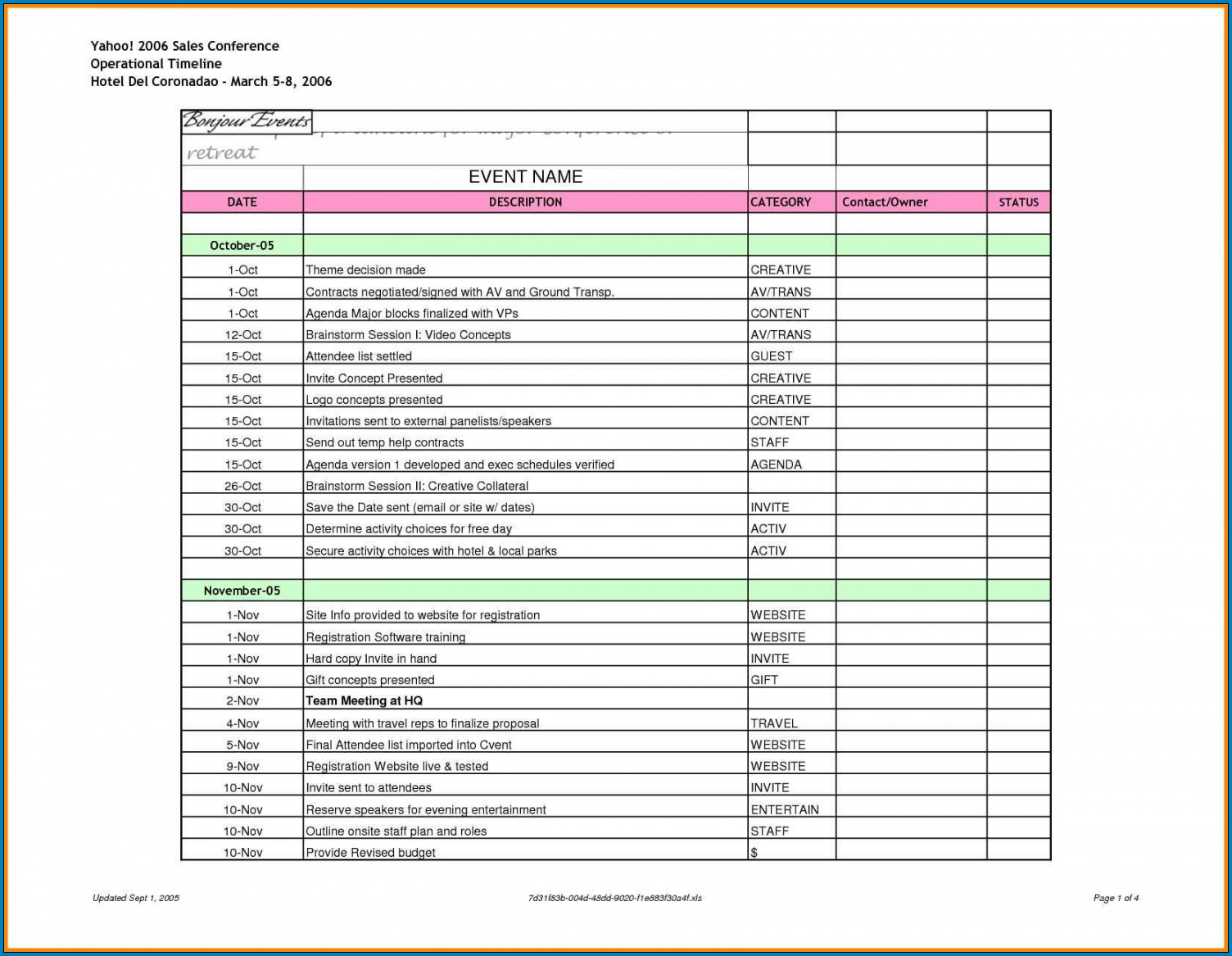 Event Planning Timeline Template