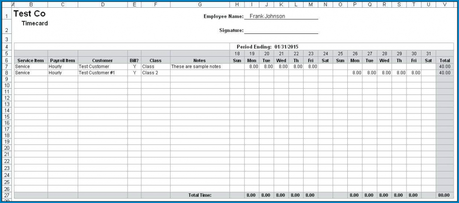 Example of Excel Timesheet Template Multiple Employees | Templateral