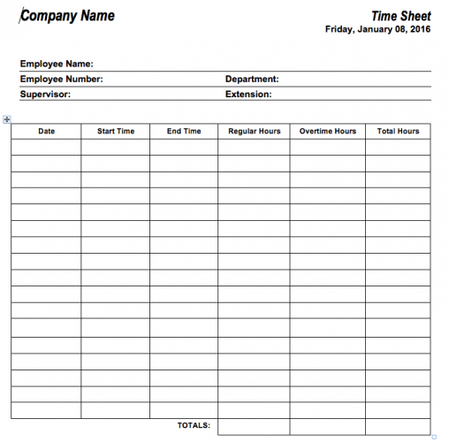 √ Free Printable Hour Timesheet Template