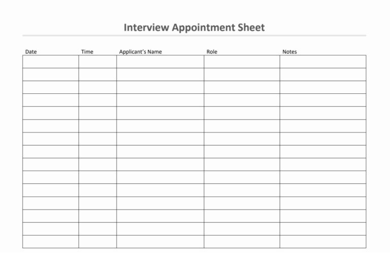 √ Free Printable Interview Schedule Template