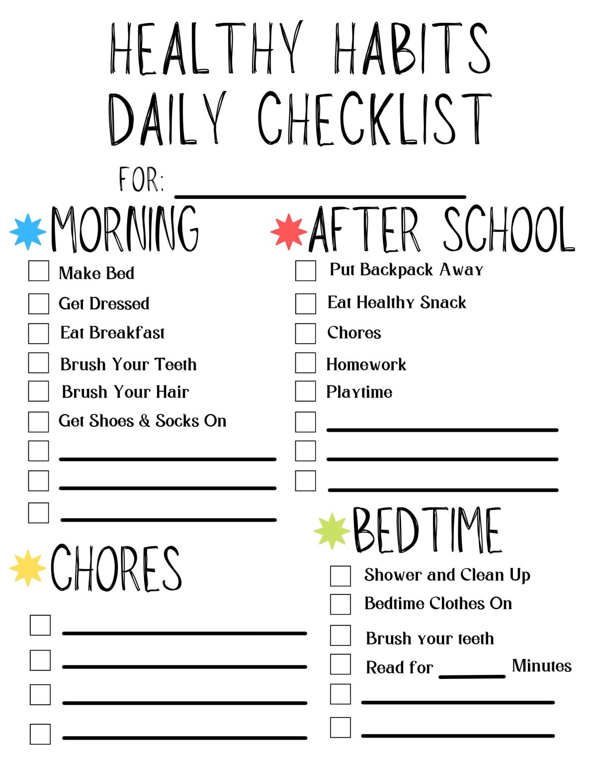 √ Kid’s Daily Activity Checklist Template