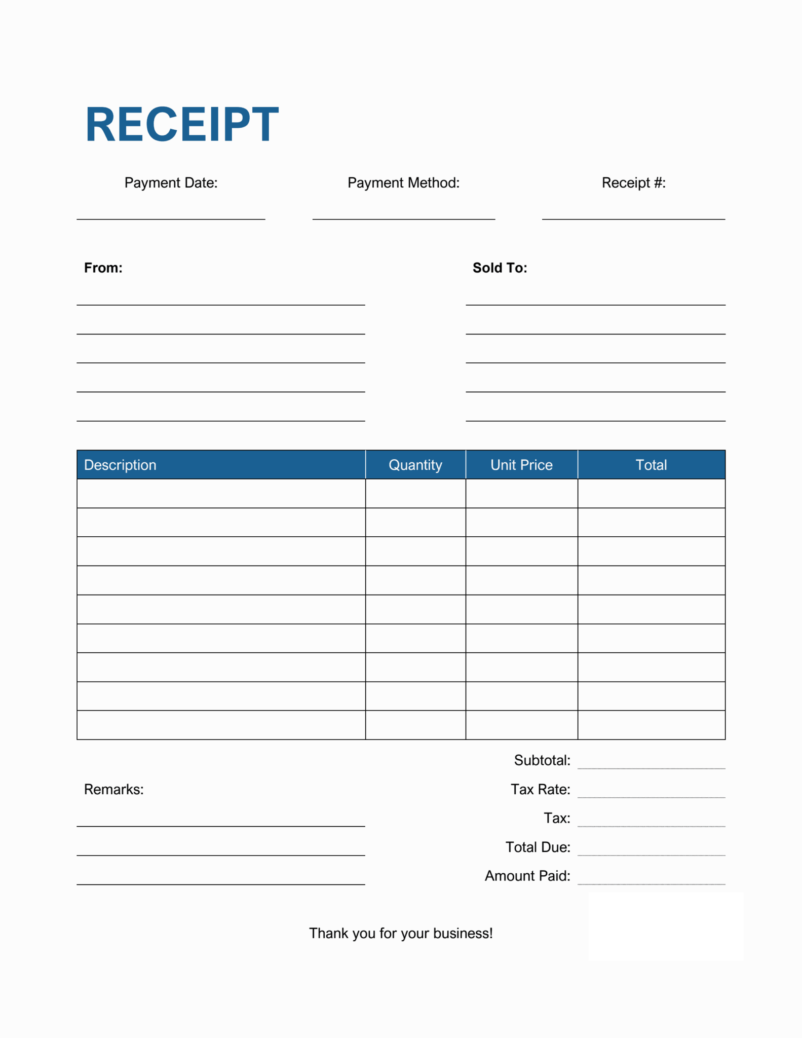 √ Printable Lawn Care Receipt Template