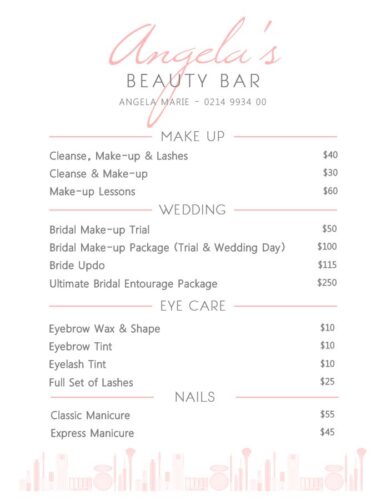 √ Makeup Price List Template