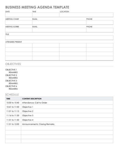 √ Customizable Meeting Schedule Template (Word)