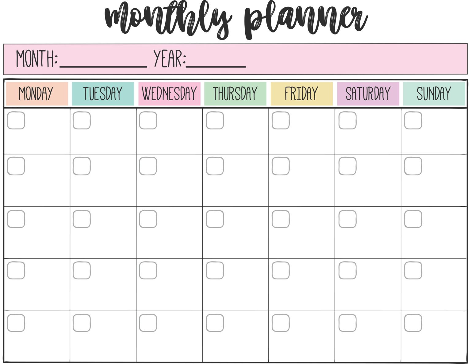 √ Monthly Study Reminder Planner Template