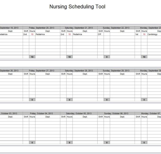 √ Free Printable Nursing Schedule Template