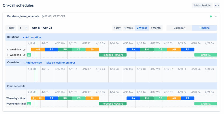 √ Printable On-Call Schedule Template