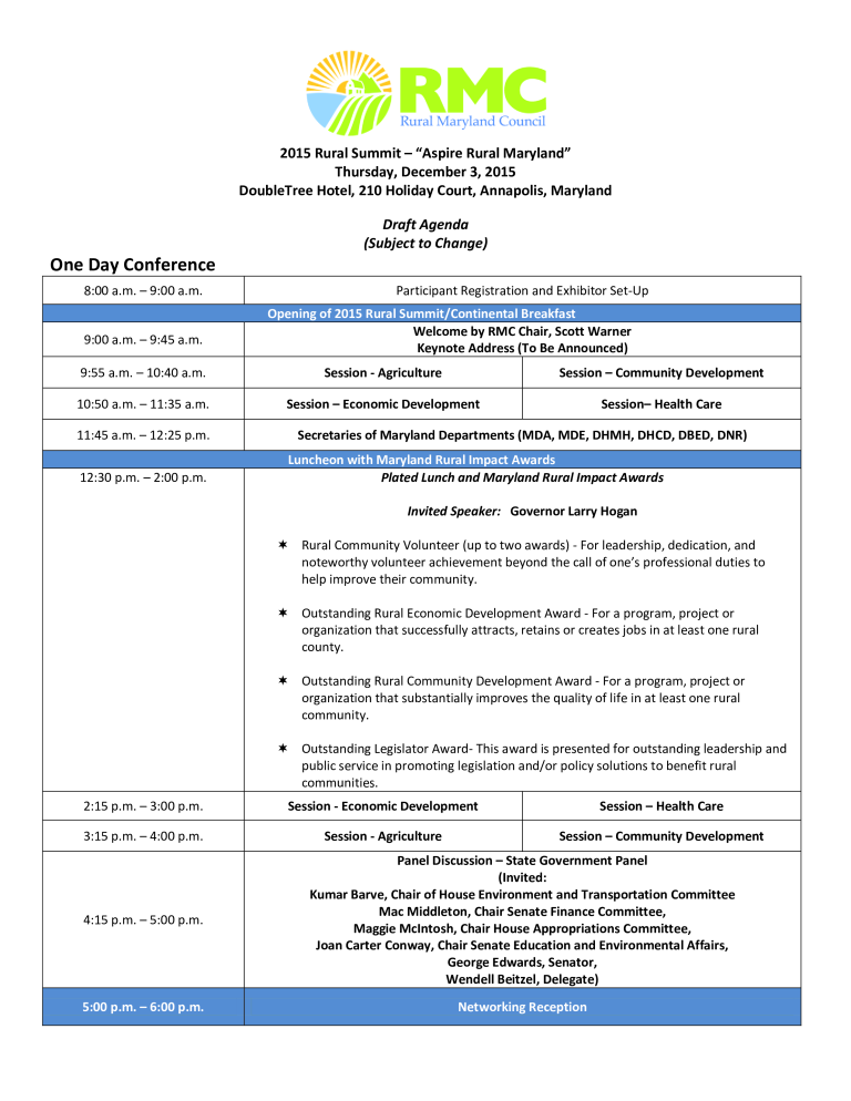√ One-Day Conference Schedule Template