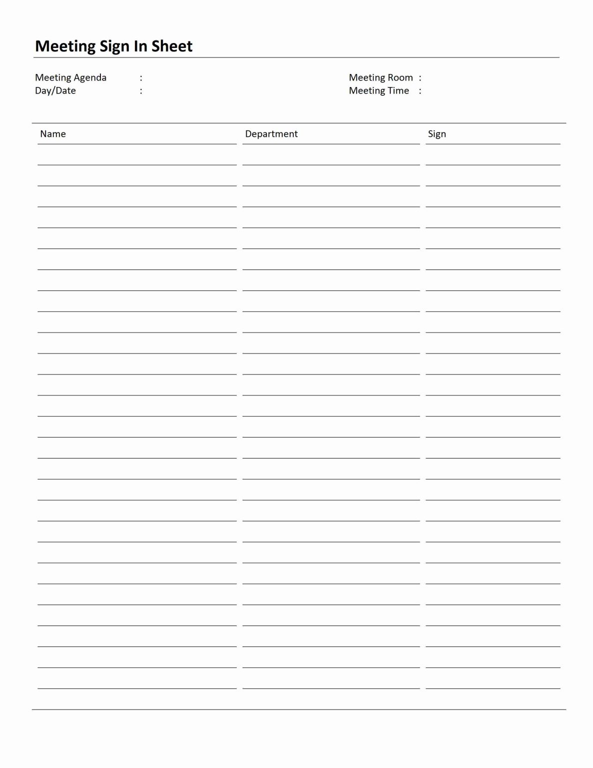 √ Parents School Meeting Sign-in Sheet Template