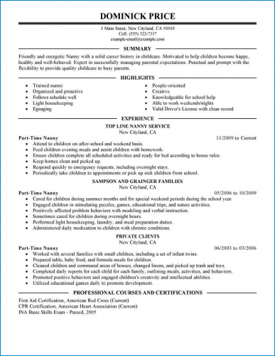 √ Part Time Job Resume Template
