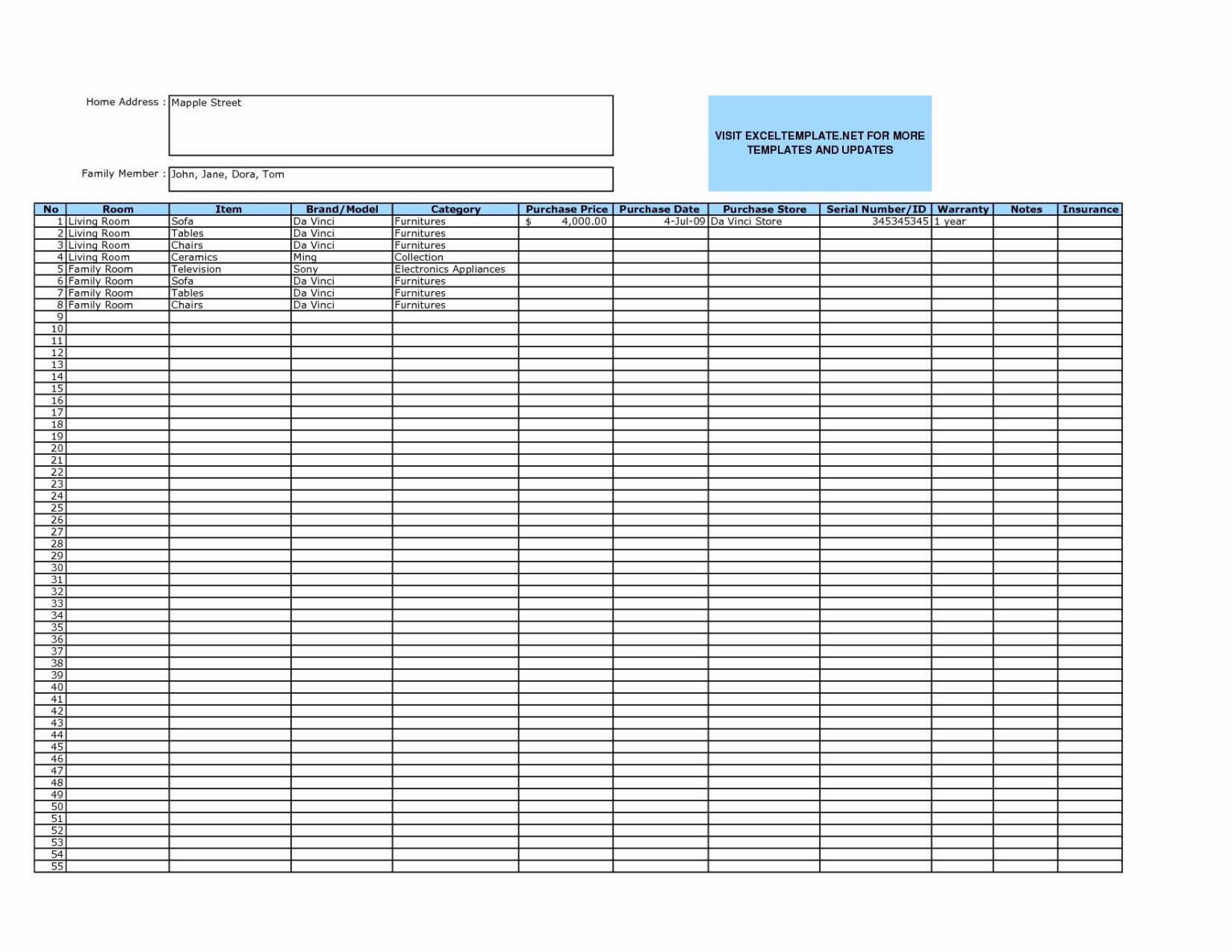 √ Parts Inventory Spreadsheet Template (Excel)