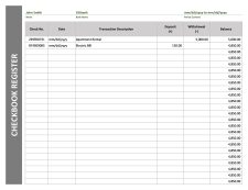 Example of Personal Financial Transaction Register Template | Templateral