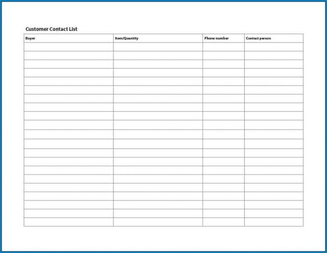 √ Free Printable Phone List Template