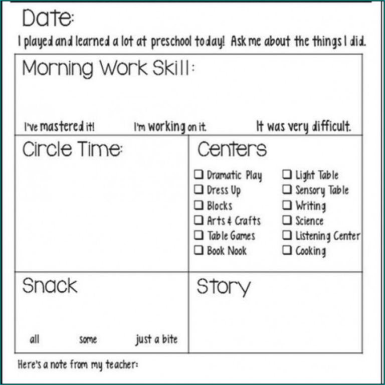 √ Printable Preschool Daily Schedule Template