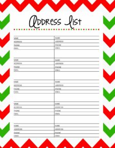 √ Printable Address List Template