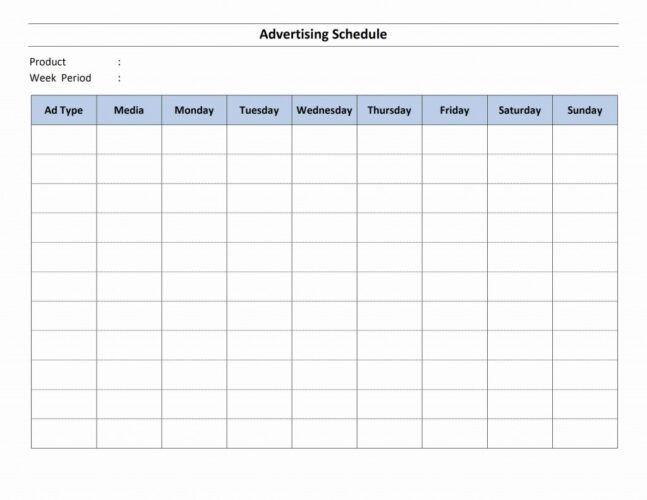 √ Printable Advertising Schedule Template