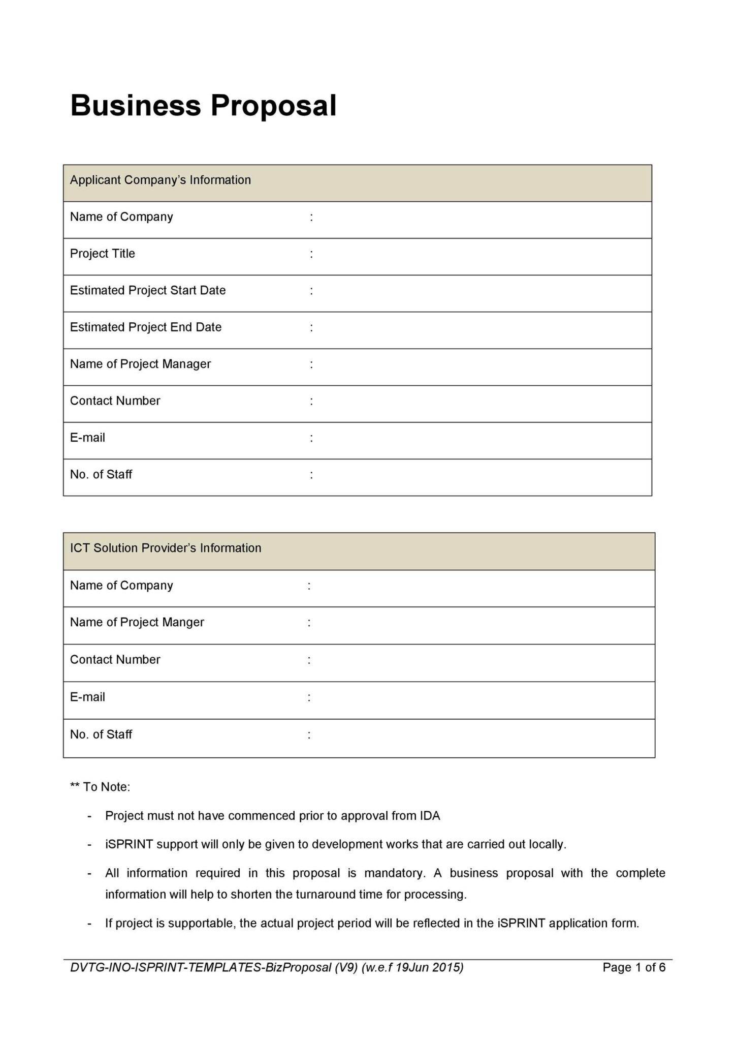√ Printable Business Proposal Template