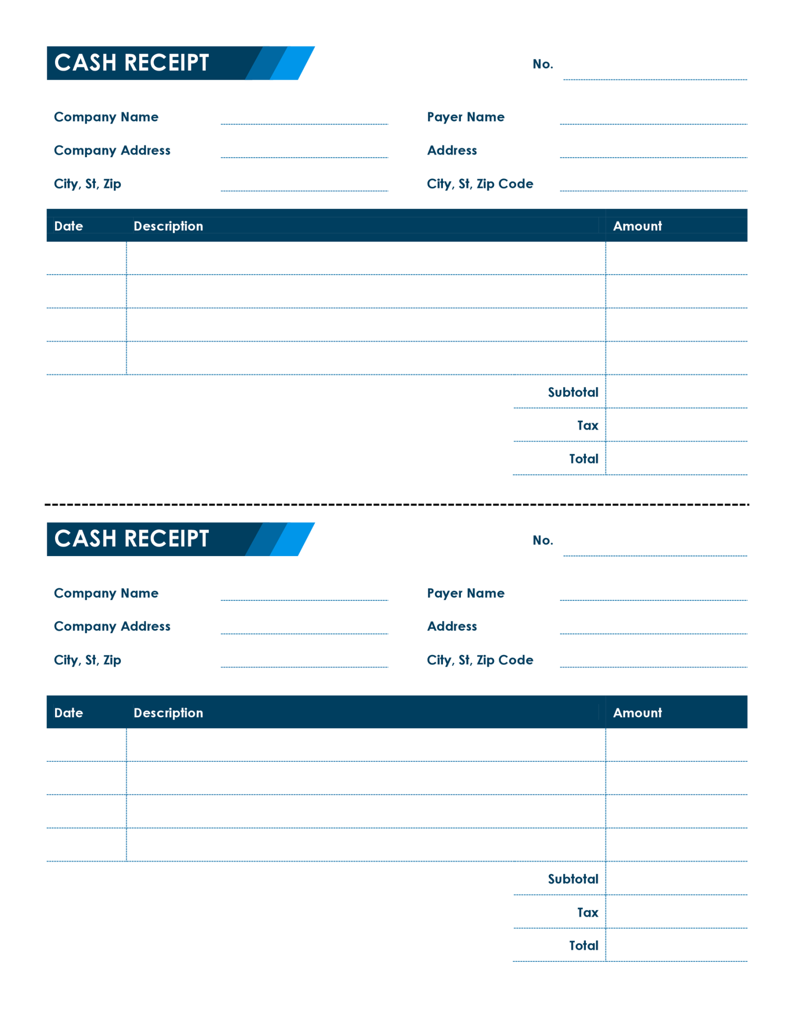 √ Printable Cash Bill Template