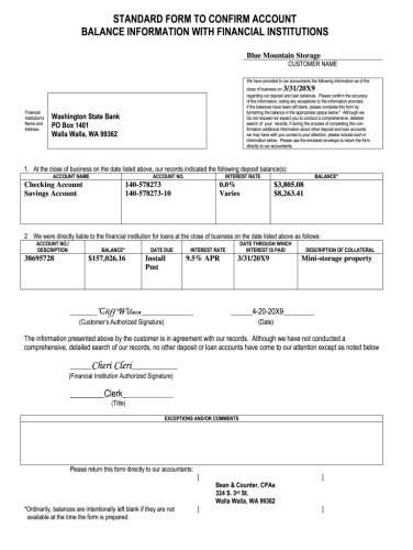 Example of Printable Customer Account and Balance Form | Templateral