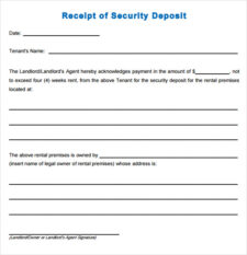 Example of Printable Deposit Receipt Template | Templateral