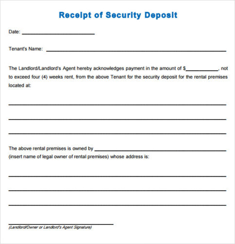 √ Printable Deposit Receipt Template