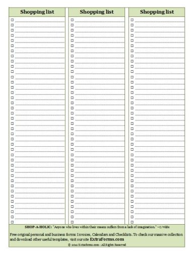 √ Printable Eid Shopping Checklist Template