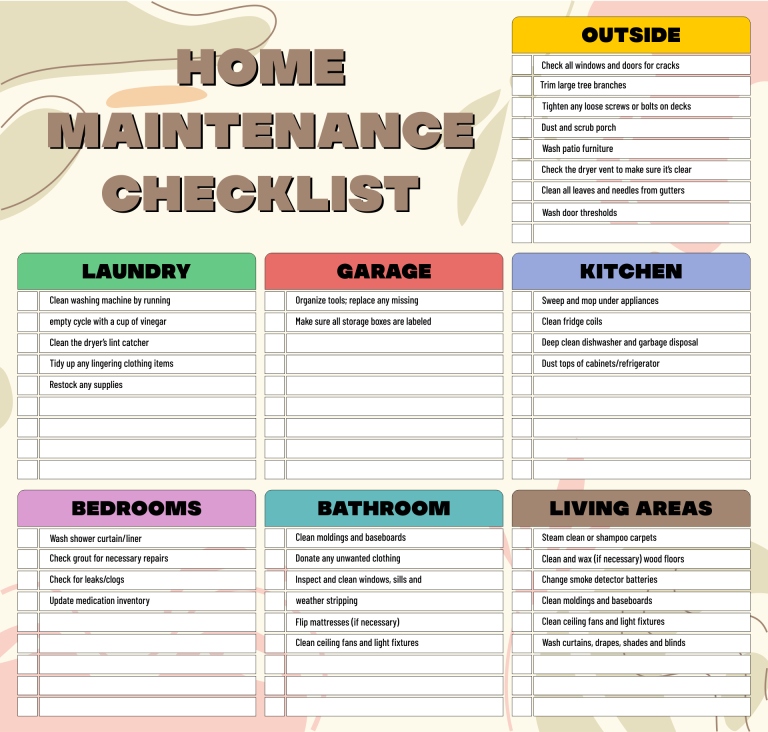 Example of Printable Home Maintenance Schedule Template | Templateral