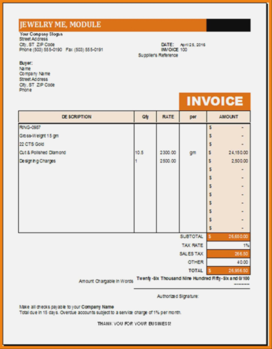 √ Printable Jewelry Receipt Template