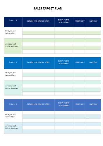 √ Printable Monthly Sales Target Template