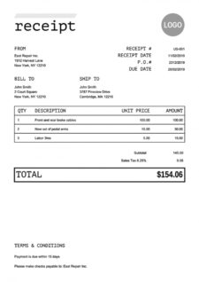 √ Printable Oil Change Receipt Template