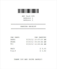 Example of Printable Parking Receipt Template | Templateral