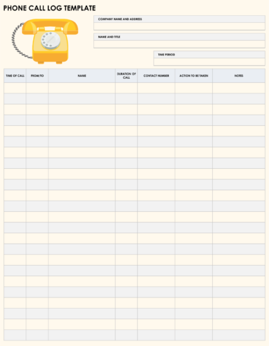 √ Printable Phone Call Log Template