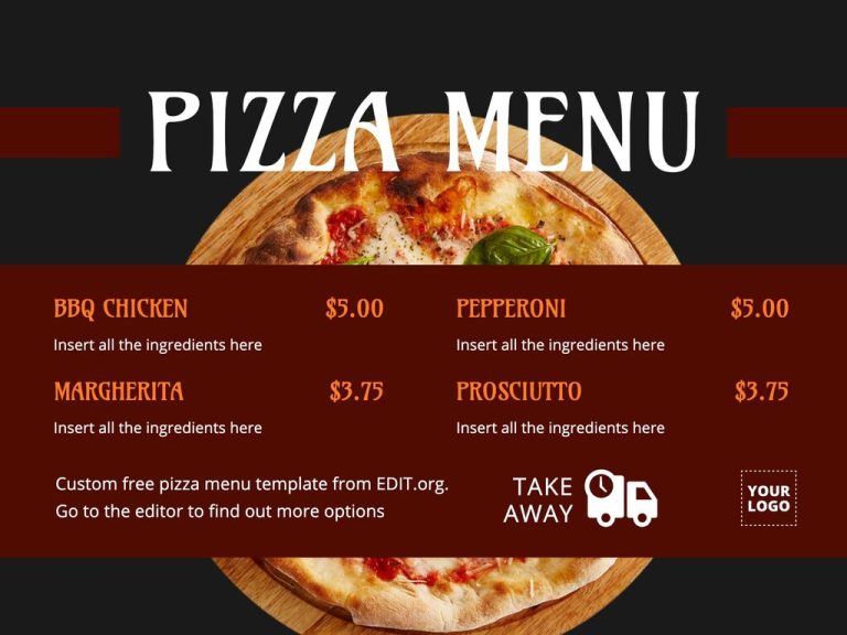 √ Printable Pizza Menu Template