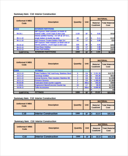 √ Printable Project Estimate Template