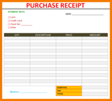 √ Printable Purchase Receipt Template